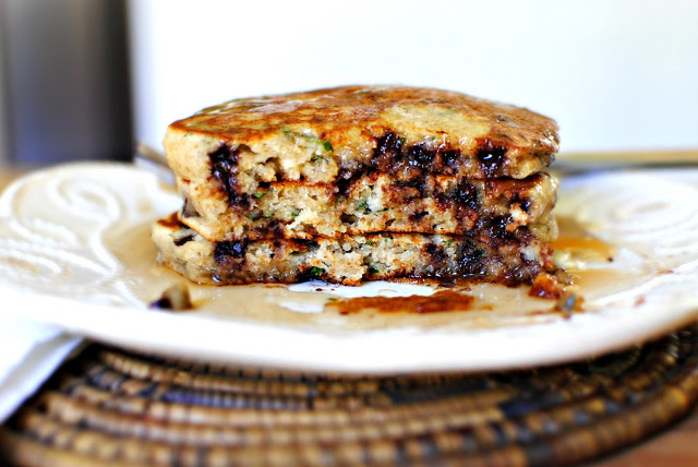Basil Chocolate Chip Ricotta Pancakes - Simply Scratch
