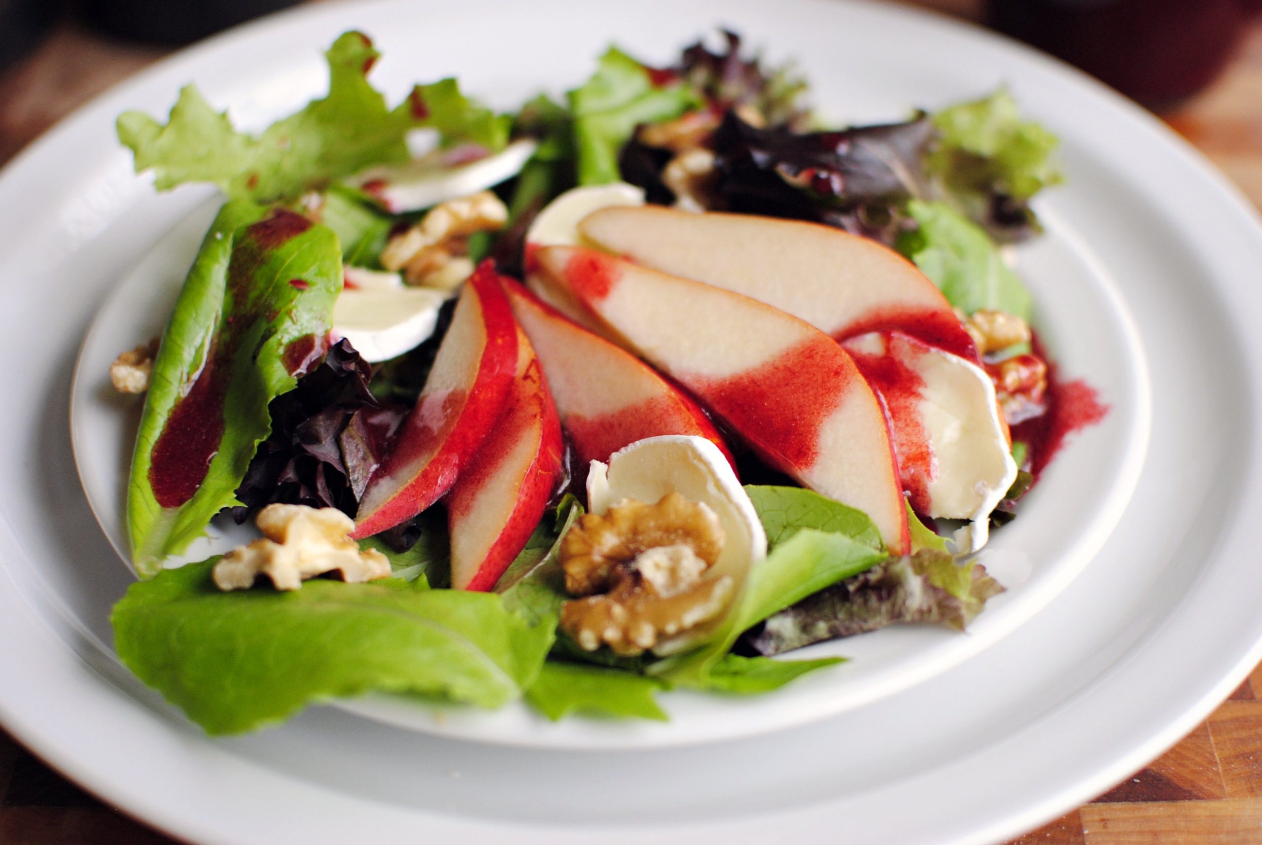 Pear and Brie Salad with Blackberry Vinaigrette - Simply Scratch