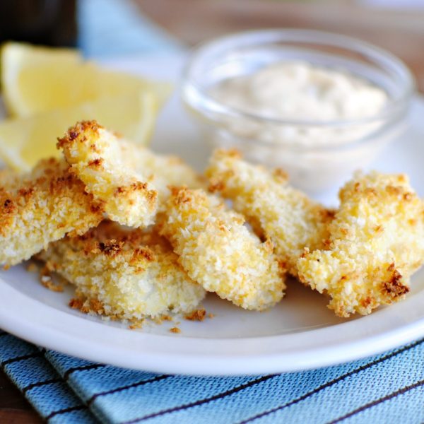 Crispy Baked Fish Nuggets with homemade Tartar Sauce - Simply Scratch