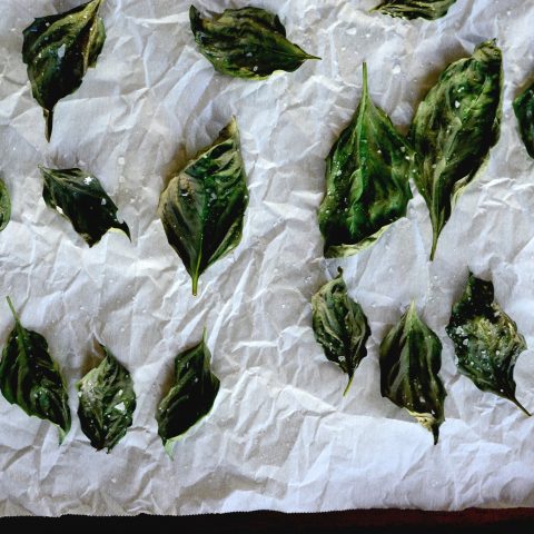 Baked Basil Chips - Simply Scratch