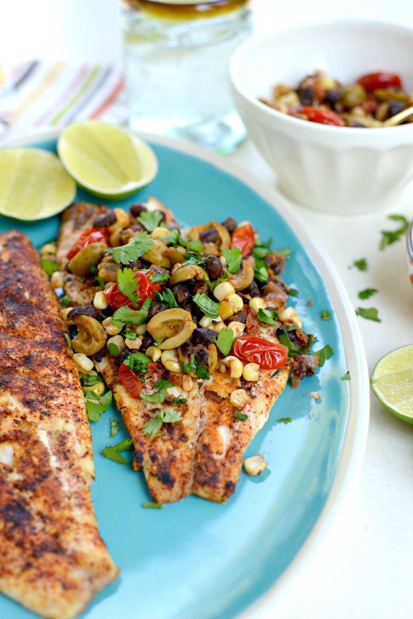 Grilled Red Snapper with Warm Fiesta Olive Topping - Simply Scratch