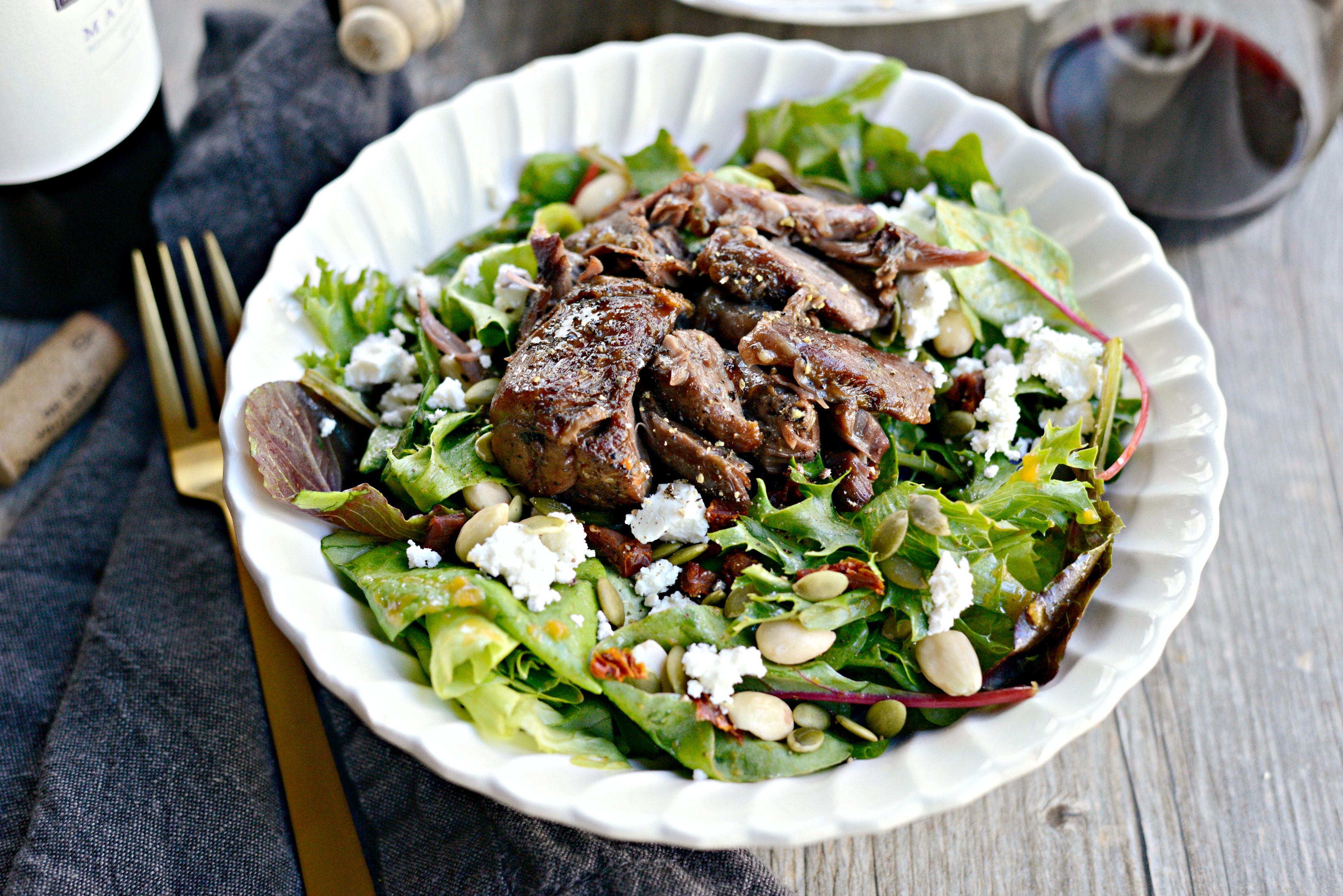 Wine Braised Lamb Salad with Pumpkin Vinaigrette - Simply Scratch