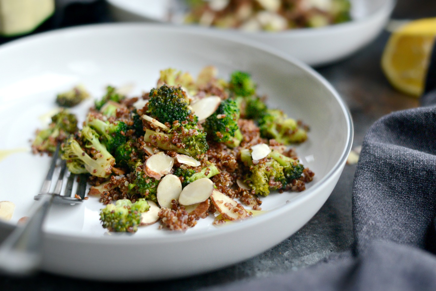 Easy Lemon Broccoli Almond Quinoa - Simply Scratch