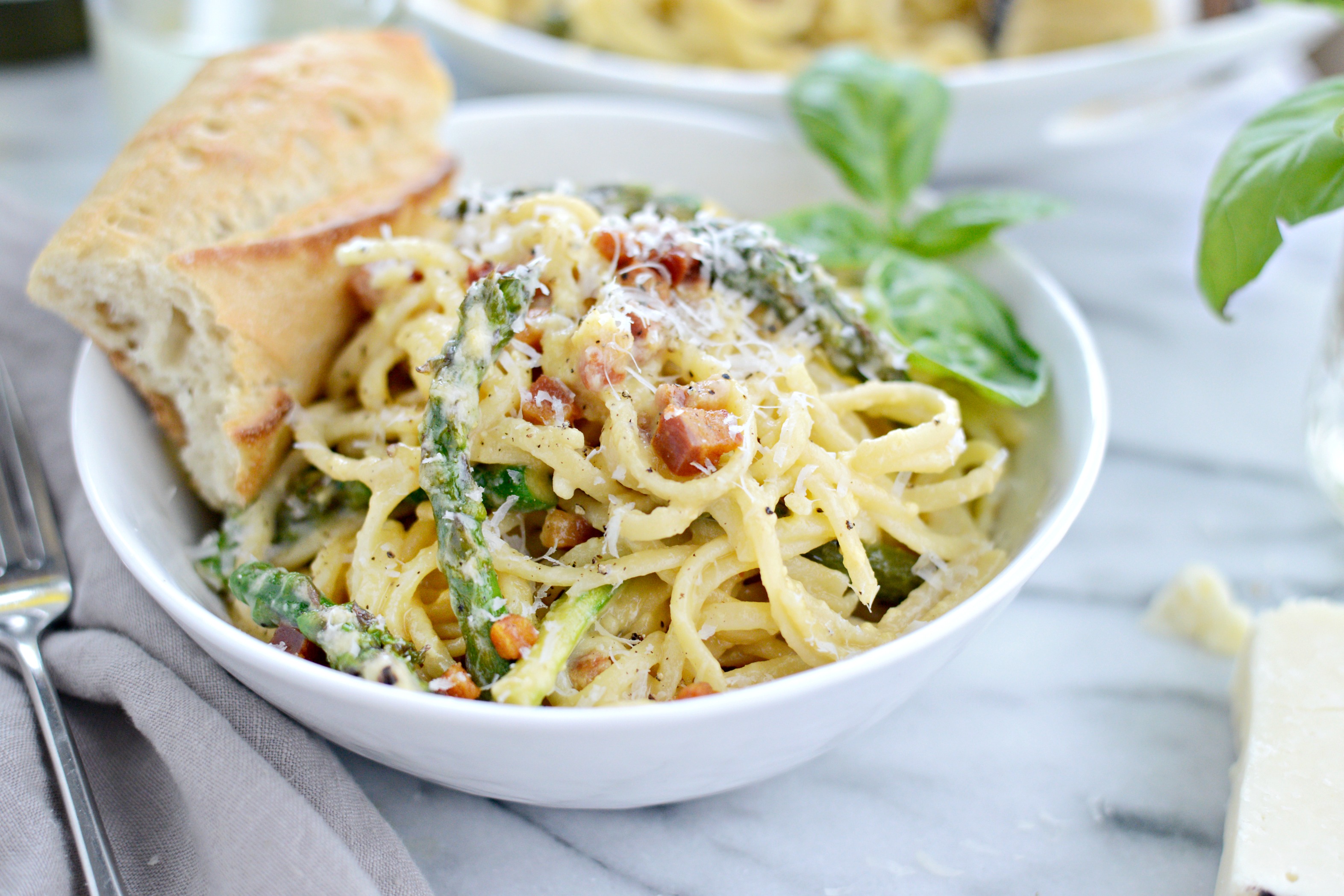 Pancetta Asparagus Carbonara - Simply Scratch