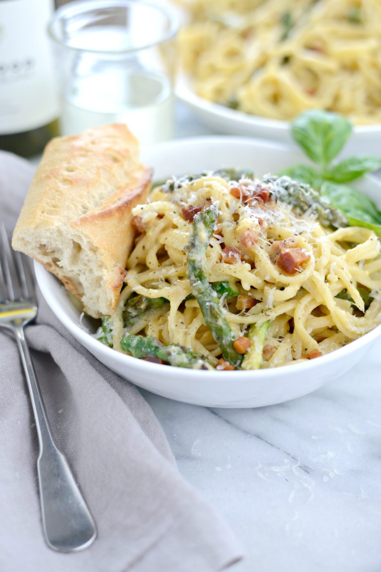 Pancetta Asparagus Carbonara - Simply Scratch