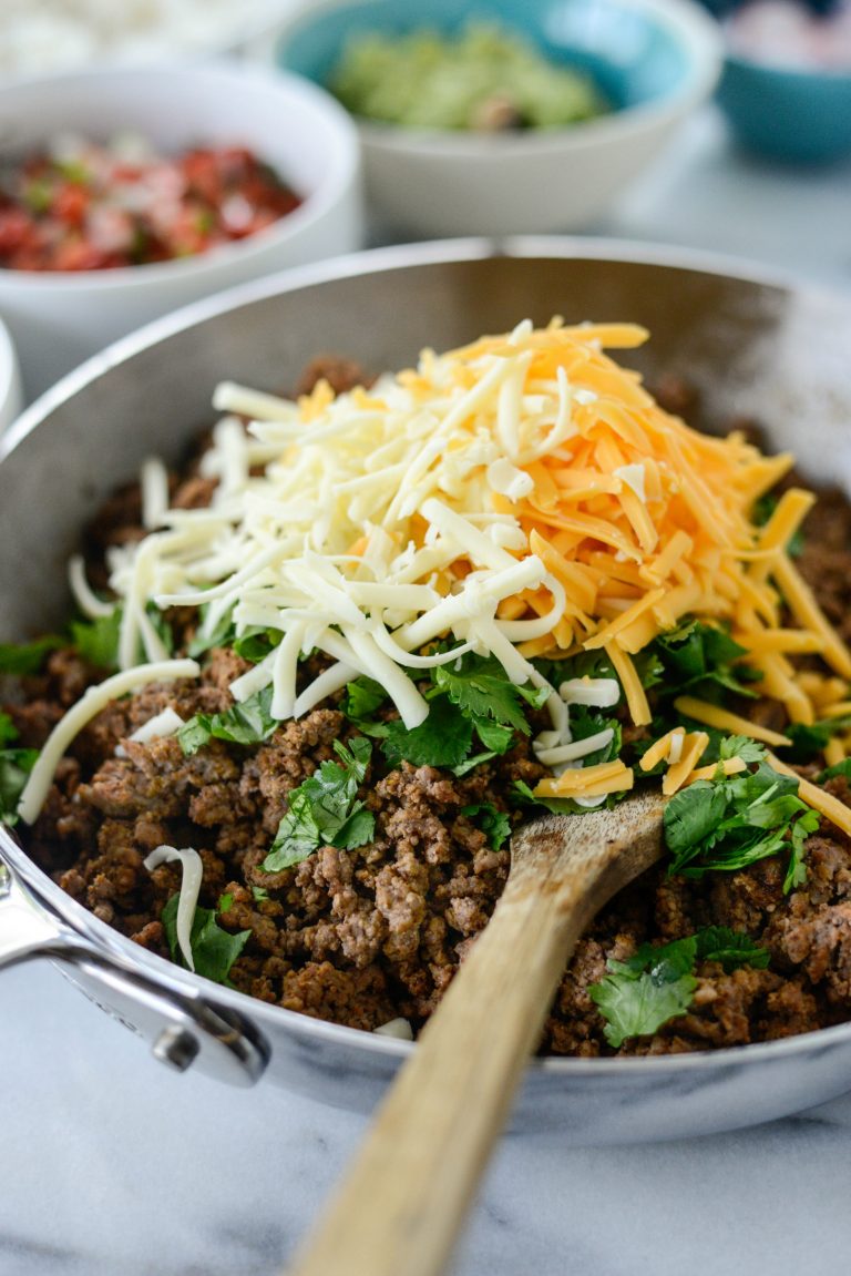 Cheesy Beef and Bean Burrito Rice Bowls - Simply Scratch