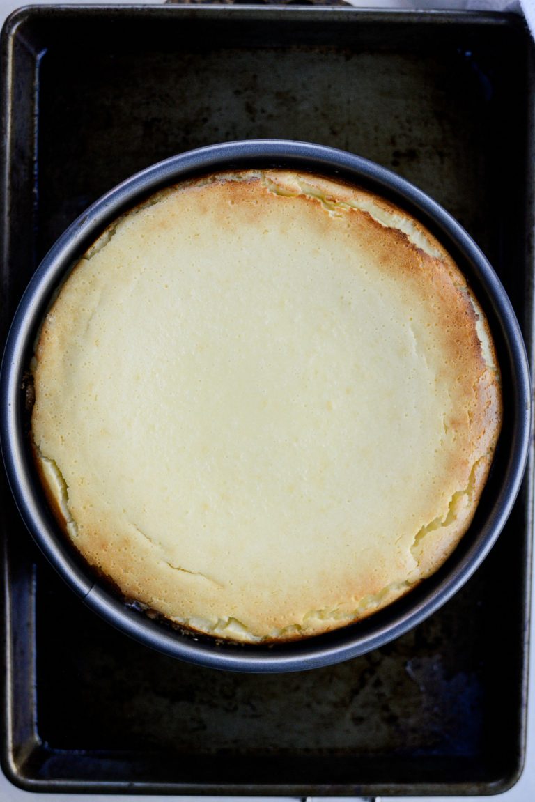Goat Cheese Cheesecake with Tahini Shortbread Crust - Simply Scratch