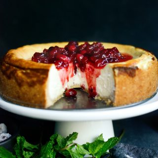 Goat Cheese Cheesecake with Tahini Shortbread Crust - Simply Scratch