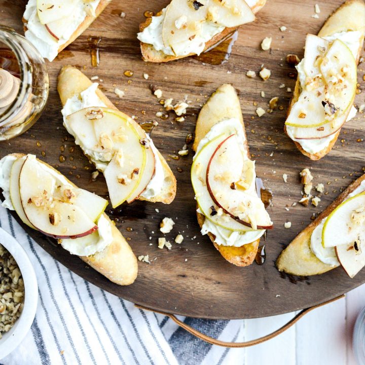 Whipped Blue Cheese Crostini with Pears and Honey - Simply Scratch