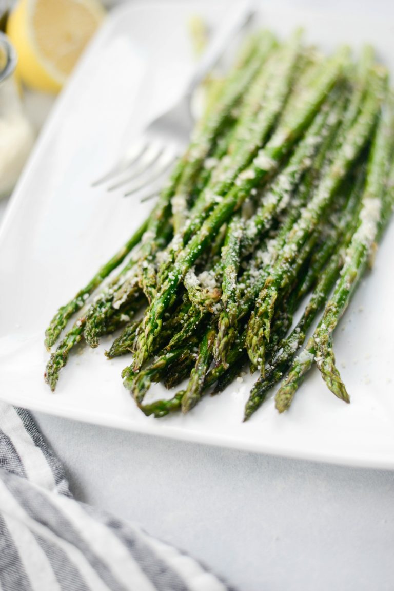 Garlicky Lemon Parmesan Roasted Asparagus - Simply Scratch