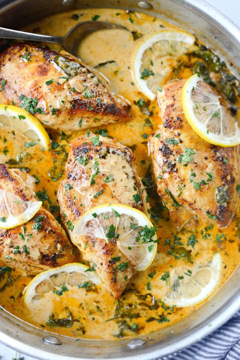 Creamy Lemon Chicken with Spinach - Simply Scratch