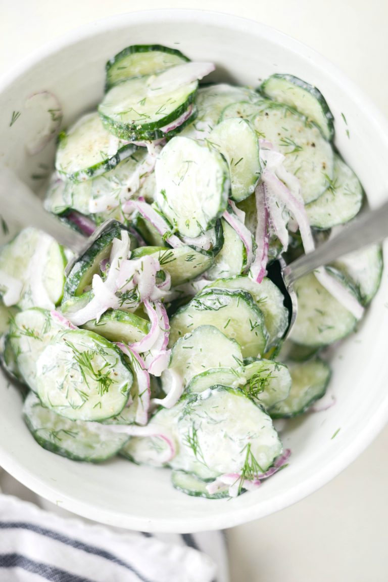 Cucumber Salad with Sour Cream Dill Dressing - Simply Scratch