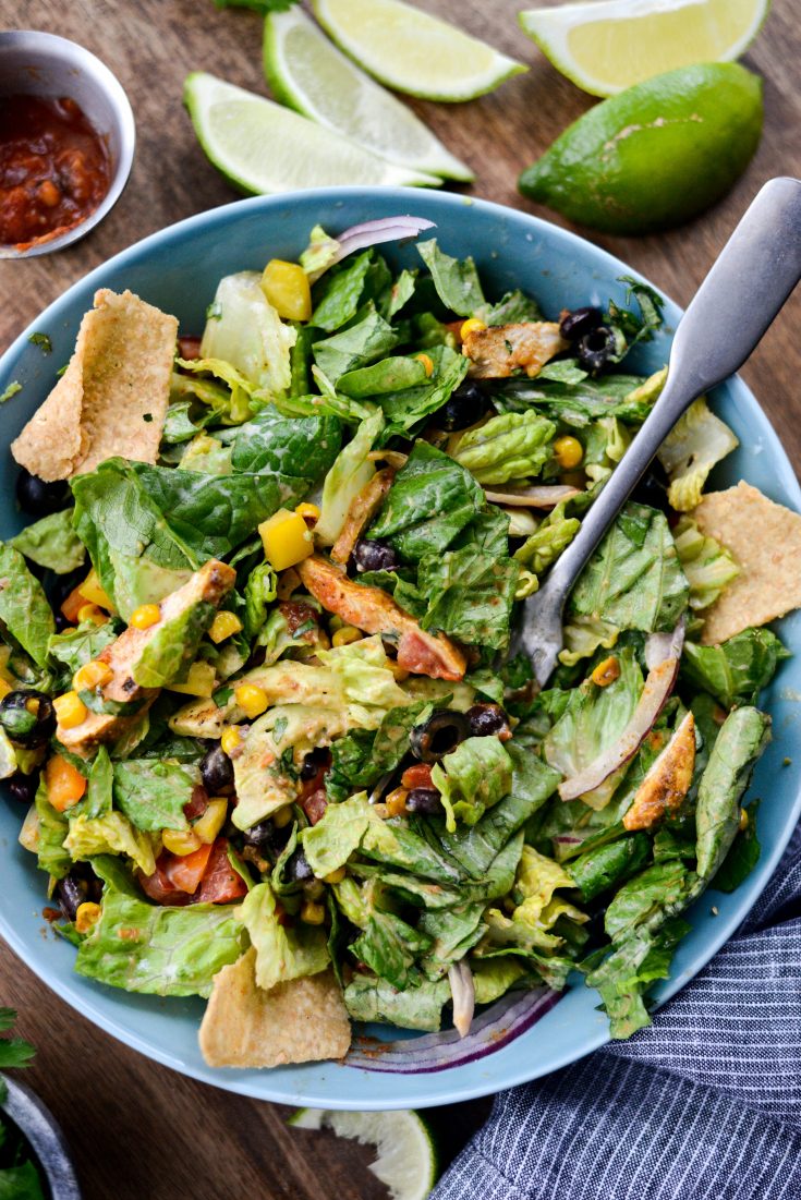 Southwest Chicken Salsa Ranch Taco Salad - Simply Scratch