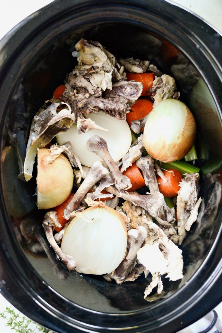 Slow Cooker Chicken Stock - Simply Scratch