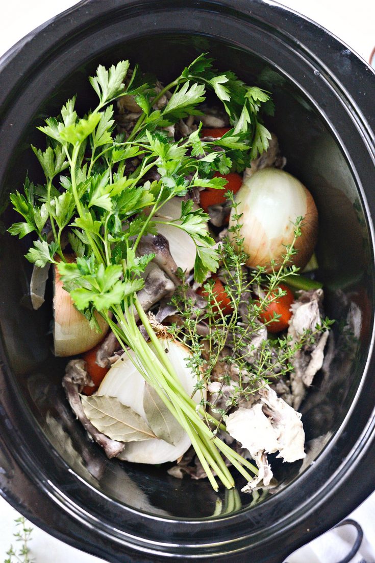 Slow Cooker Chicken Stock - Simply Scratch