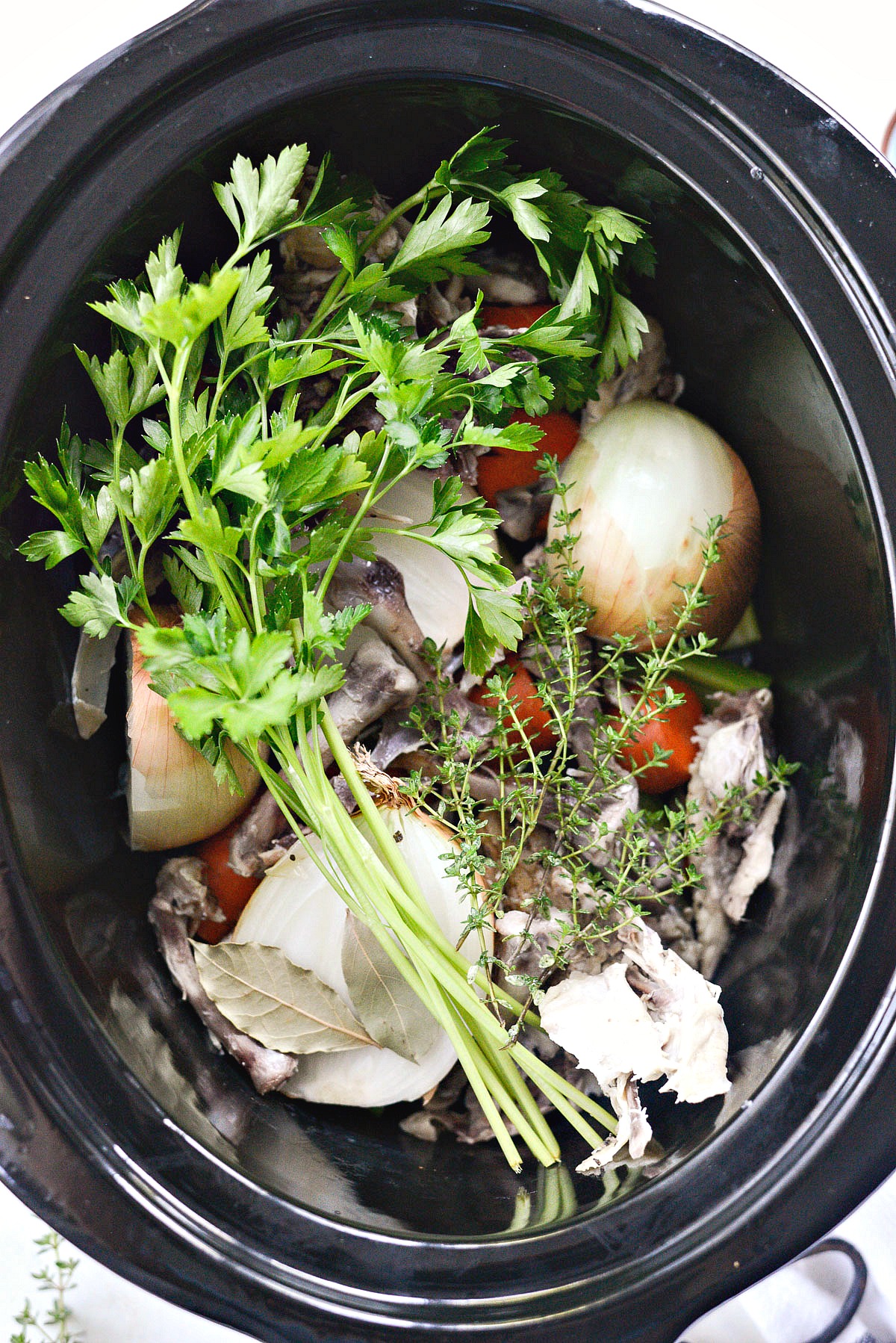 Slow Cooker Chicken Stock - Simply Scratch