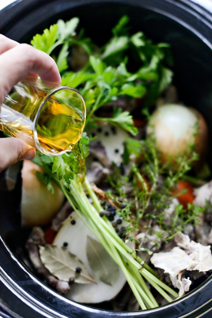 Slow Cooker Chicken Stock - Simply Scratch