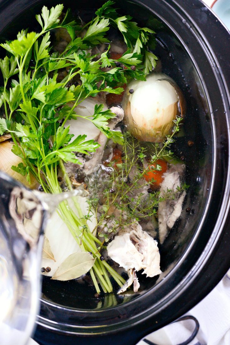 Slow Cooker Chicken Stock - Simply Scratch
