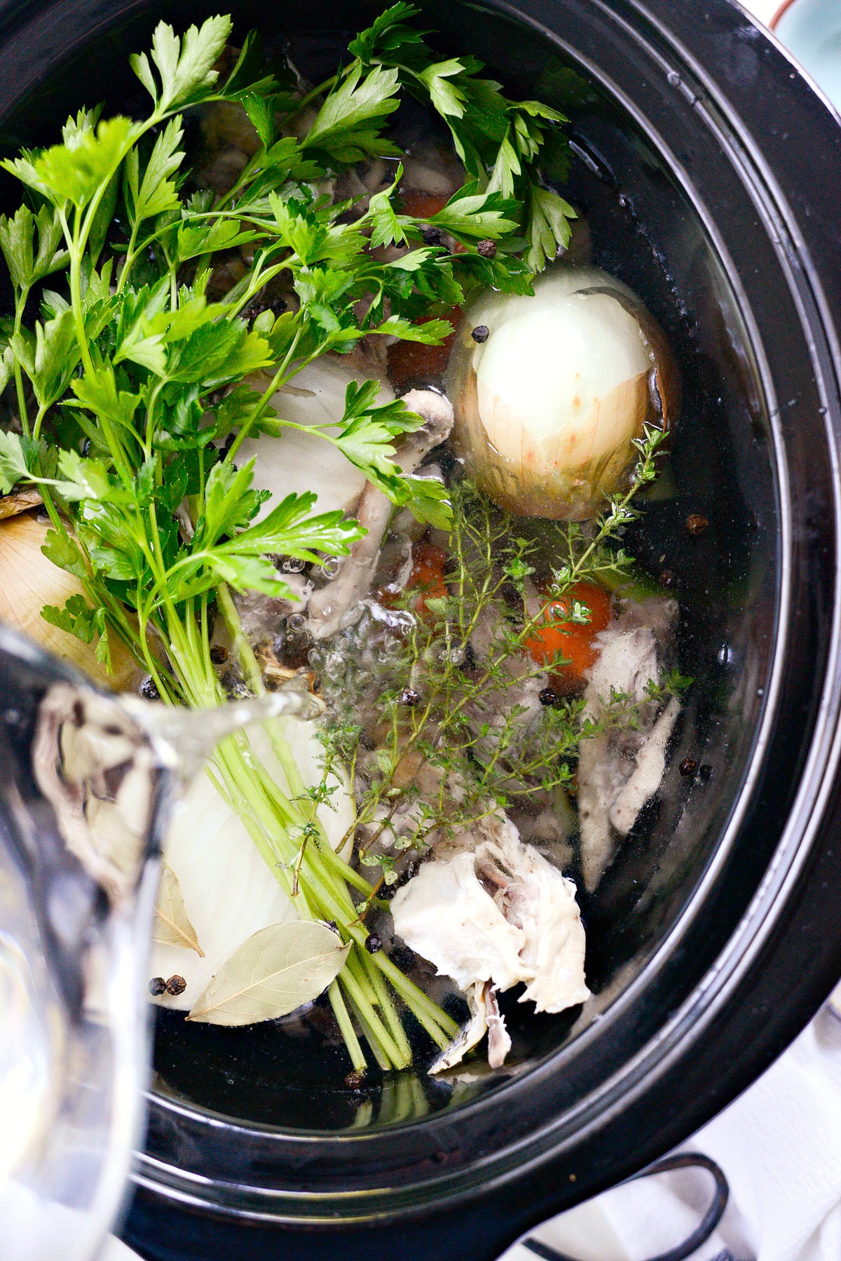 Slow Cooker Chicken Stock - Simply Scratch