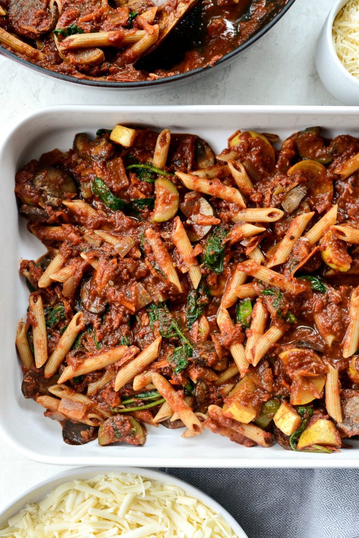 Three Cheese Vegetable Mostaccioli - Simply Scratch