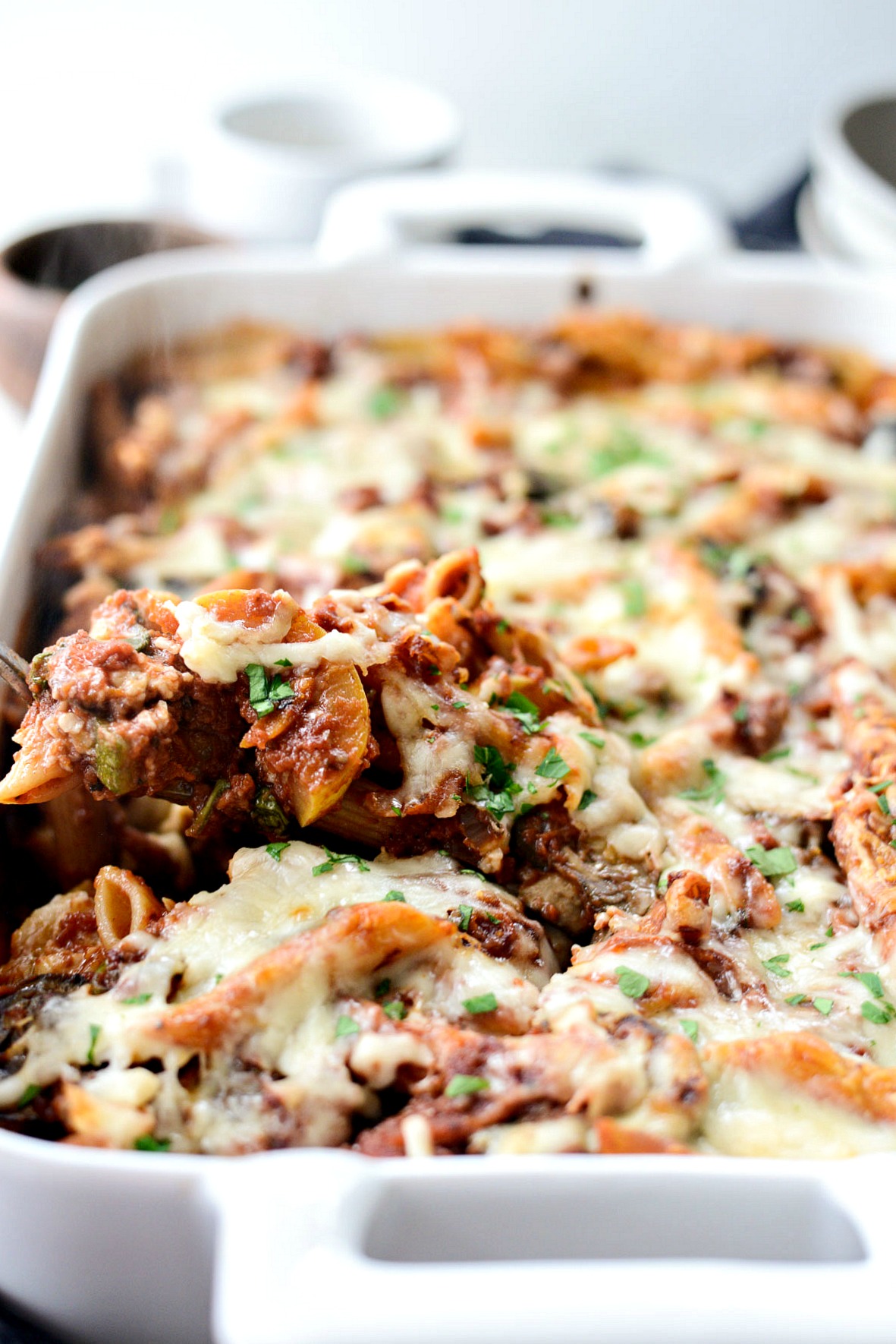 Three Cheese Vegetable Mostaccioli - Simply Scratch