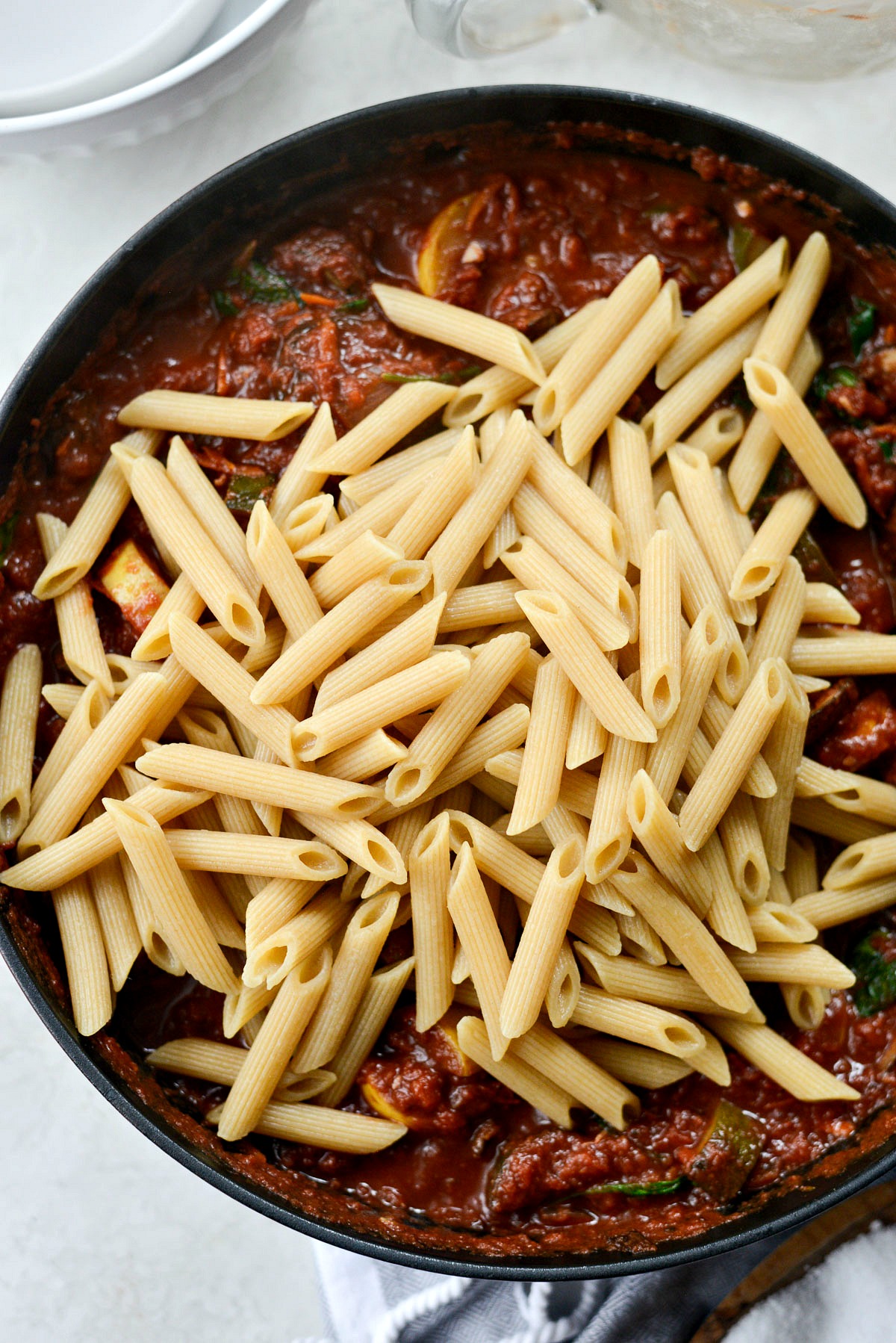 Three Cheese Vegetable Mostaccioli - Simply Scratch