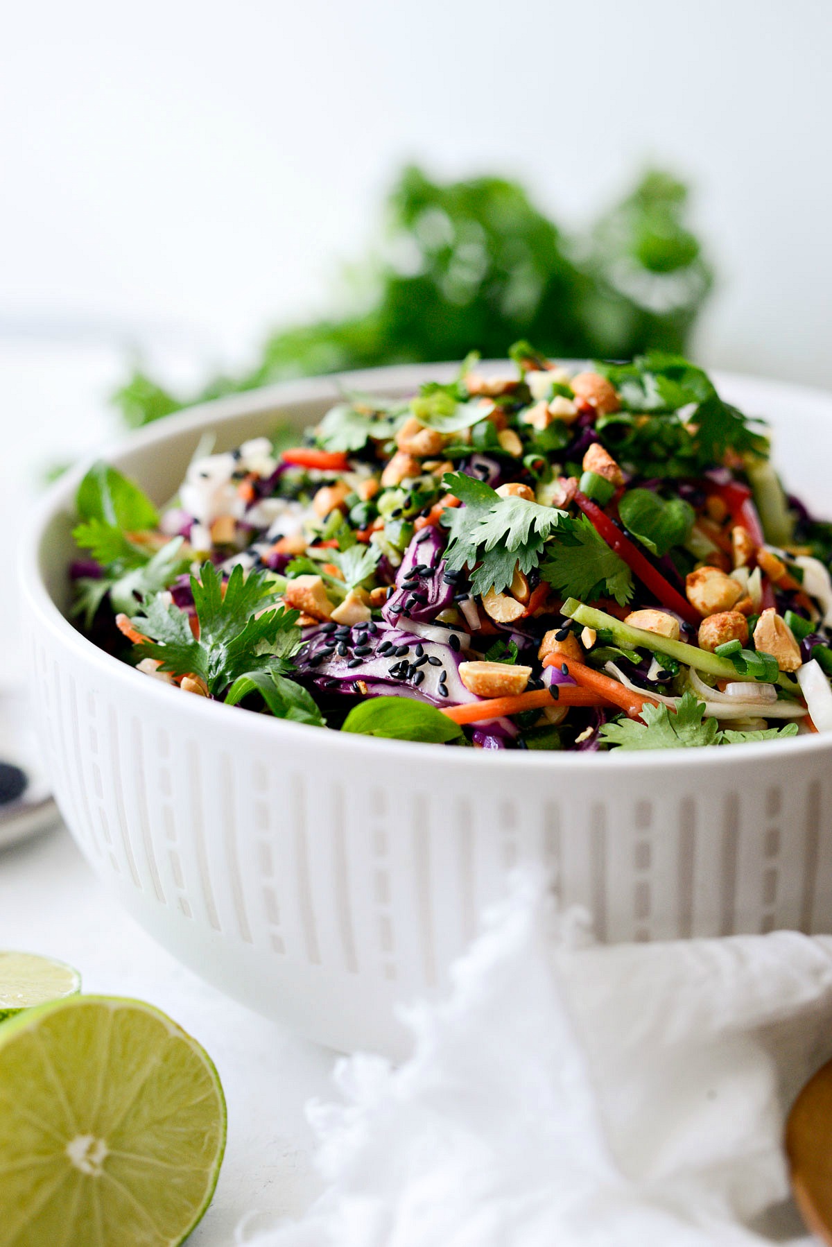 Asian Cabbage Slaw with Basil Ginger Dressing - Simply Scratch