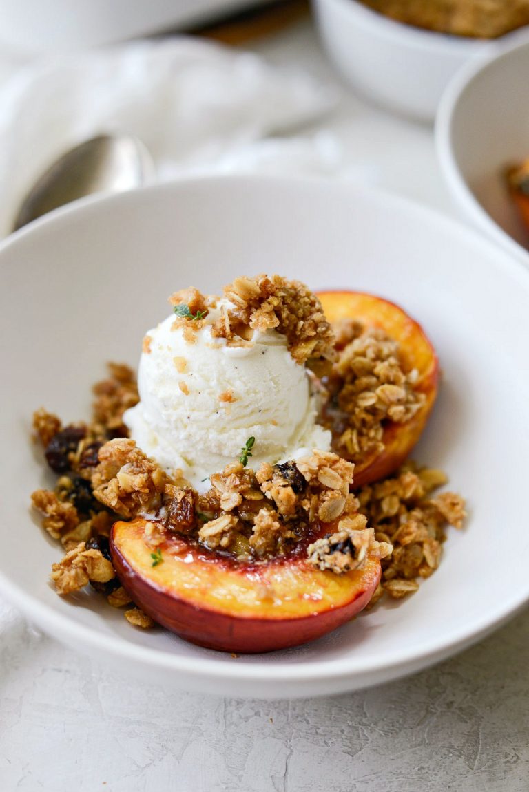 Baked Nectarines with Oatmeal Cookie Crumble - Simply Scratch