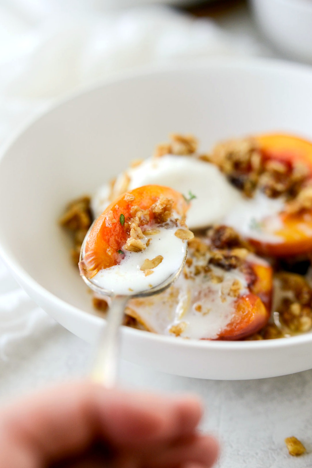 Baked Nectarines with Oatmeal Cookie Crumble - Simply Scratch