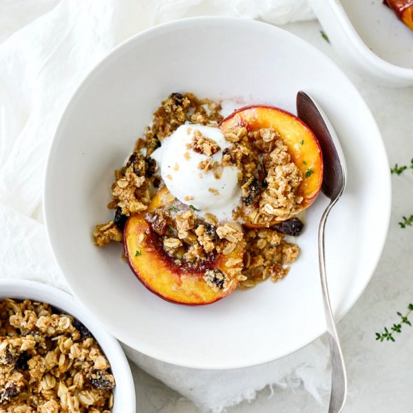 Baked Nectarines with Oatmeal Cookie Crumble - Simply Scratch