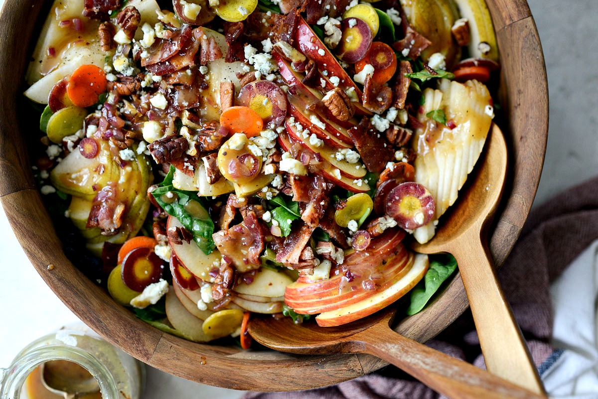Fall Harvest Salad with Warm Maple Bacon Vinaigrette - Simply Scratch