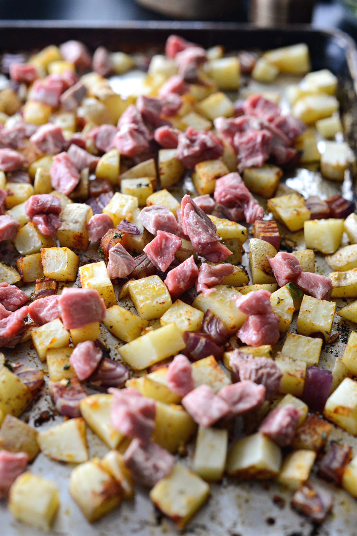 Leftover Prime Rib Breakfast Hash (Sheet Pan Hash) - Simply Scratch