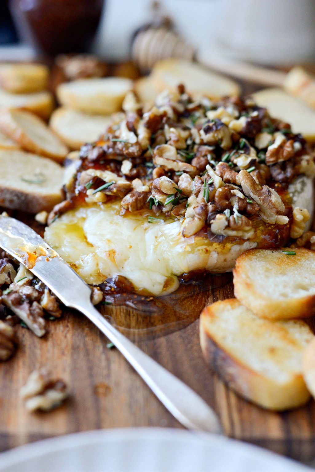 Honey Baked Brie with Fig Jam and Walnuts - Simply Scratch