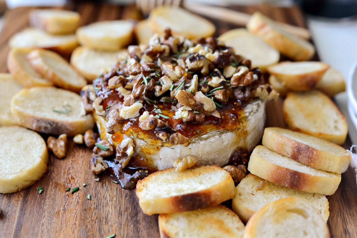 Honey Baked Brie with Fig Jam and Walnuts - Simply Scratch