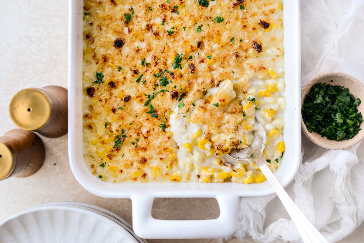 Parmesan Garlic Corn Au Gratin - Simply Scratch