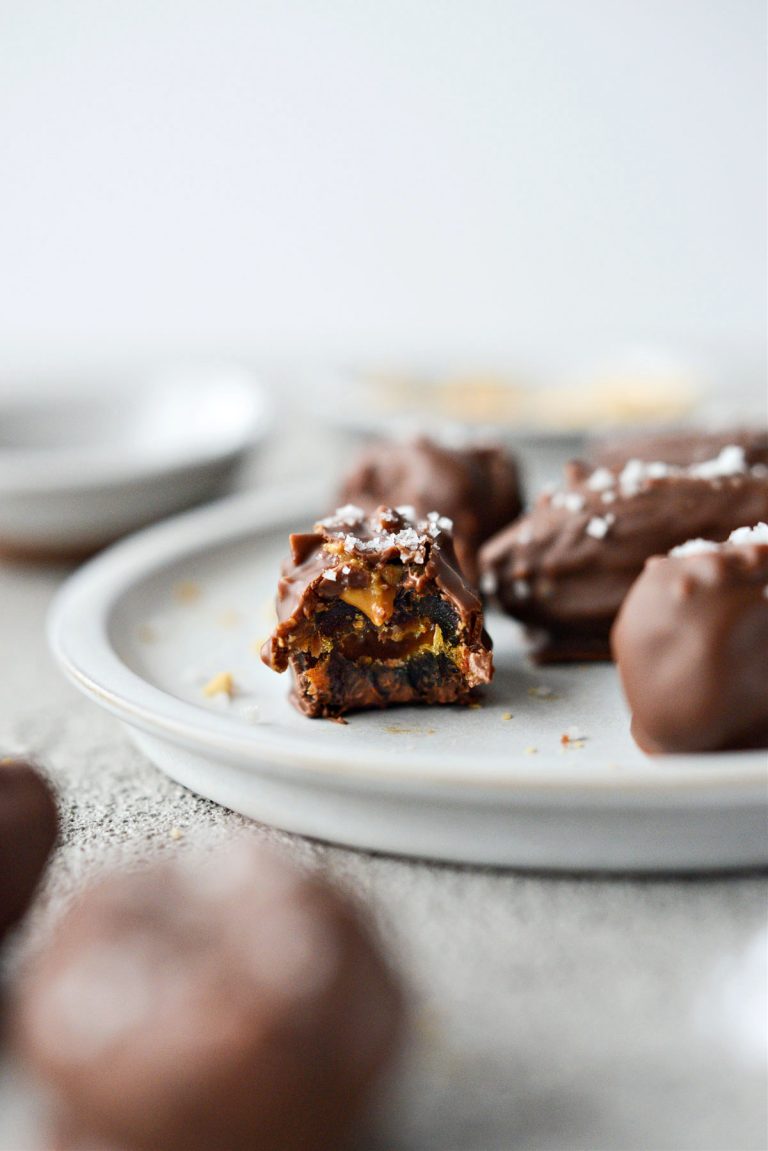 Salted Snickers Stuffed Dates - Simply Scratch