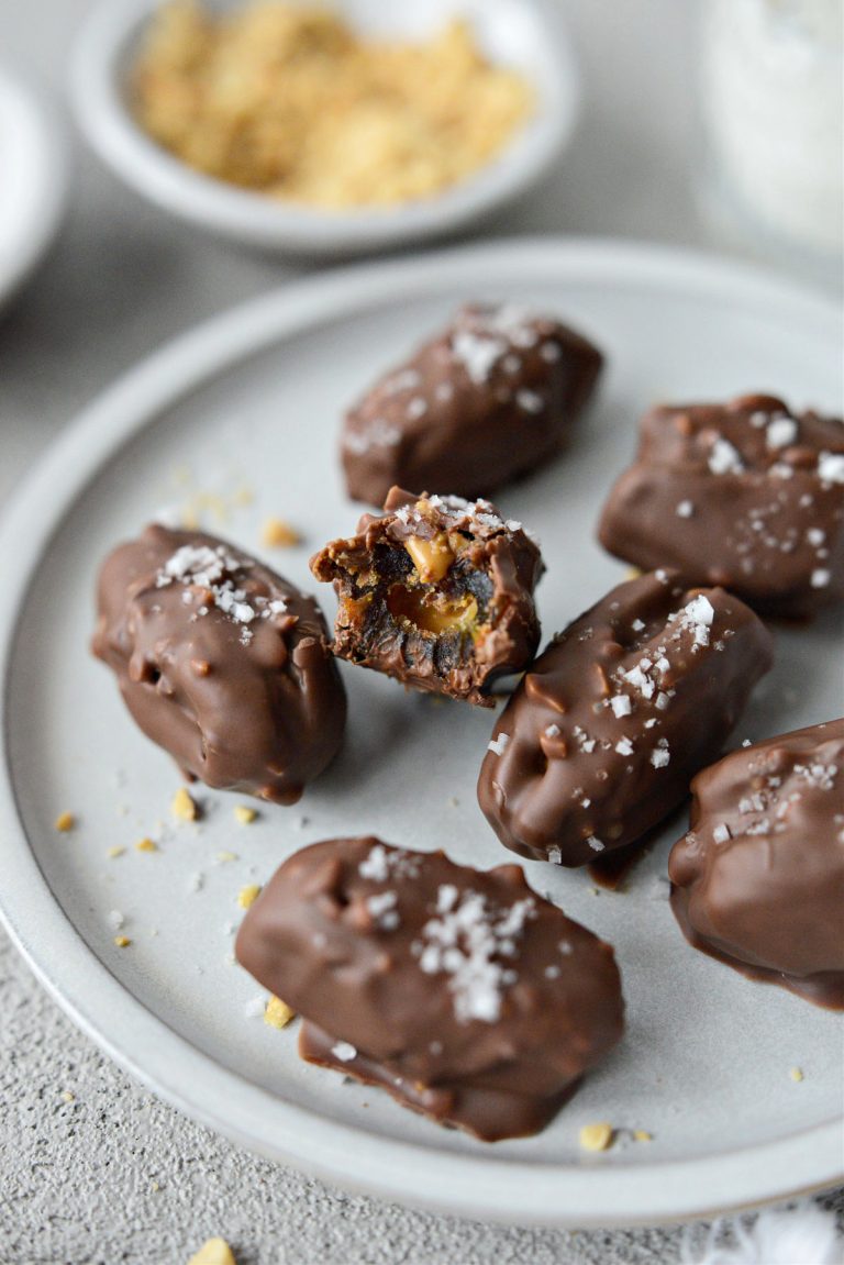 Salted Snickers Stuffed Dates - Simply Scratch