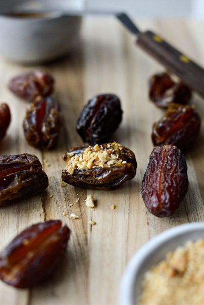 Salted Snickers Stuffed Dates - Simply Scratch