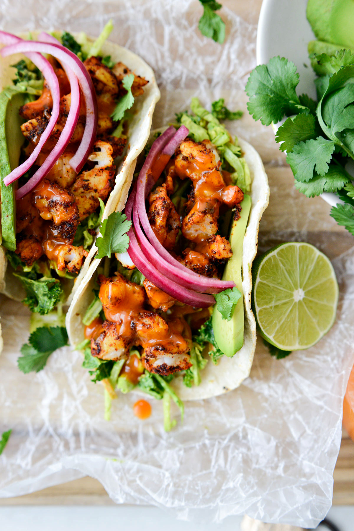 Buffalo Cilantro Lime Shrimp Tacos - Simply Scratch