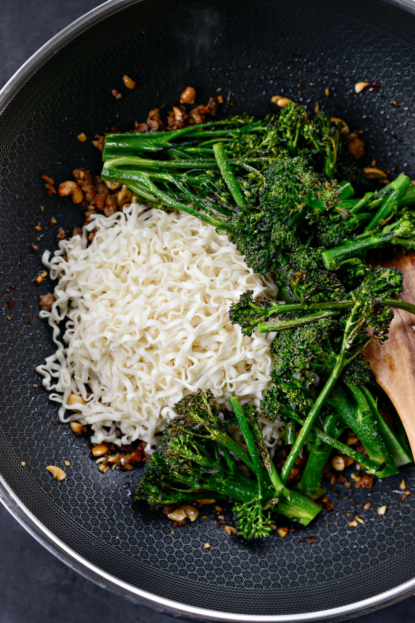 Crispy Pork Dragon Noodles with Broccolini - Simply Scratch
