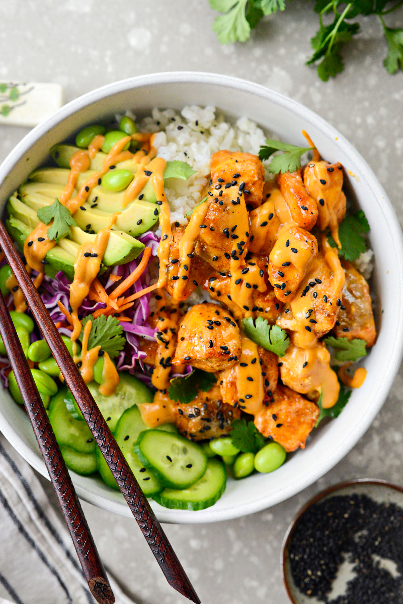 Bang Bang Salmon Rice Bowls - Simply Scratch