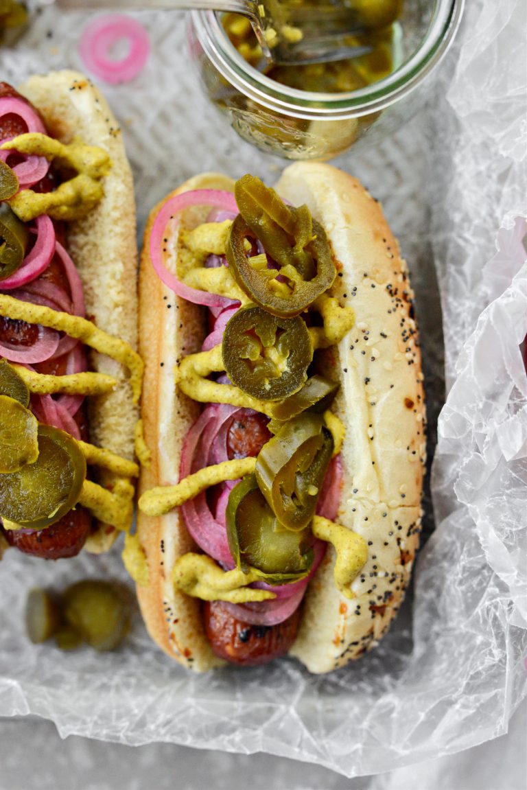 Grilled BBQ Sauce Chicken Brats - Simply Scratch