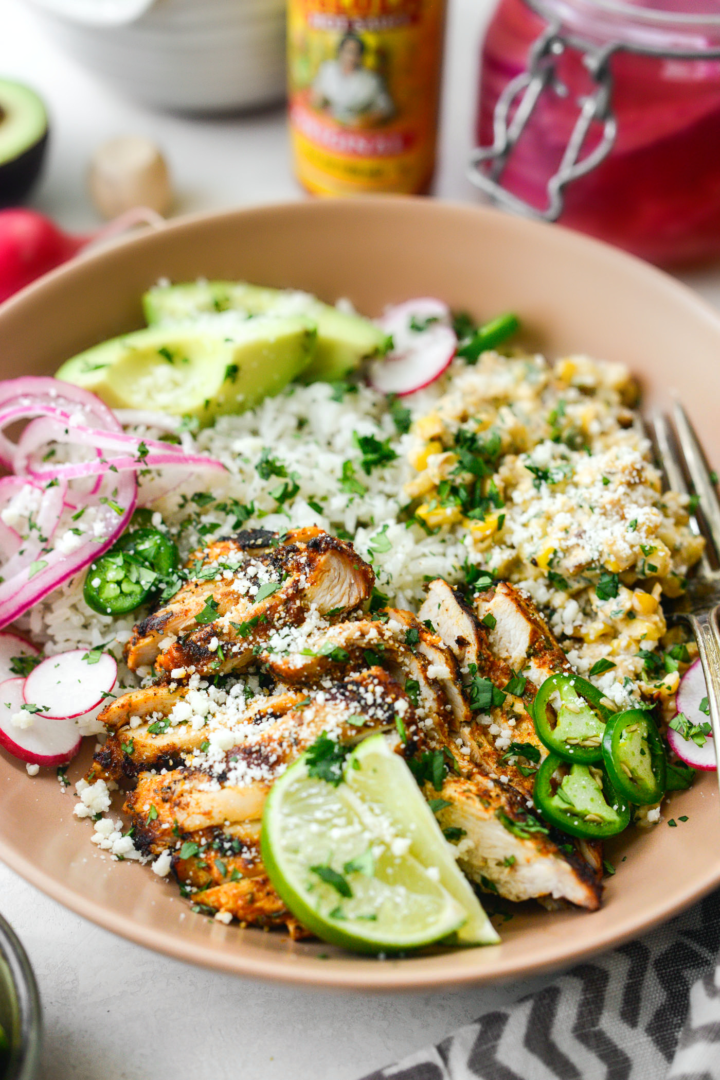 Grilled Chicken Mexican Street Corn Bowls - Simply Scratch